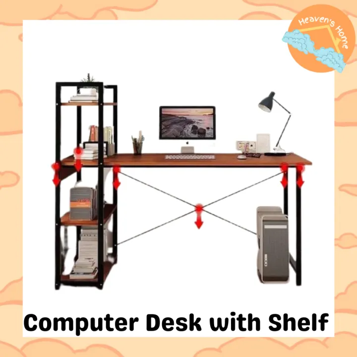 Heaven's Tower Computer Desk with 4 Shelves / 100cm x 40cm x 110cm ...