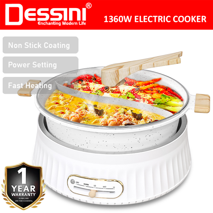 DESSINI ITALY Electric Cooker Hot Pot Steamboat Casserole Non Stick ...