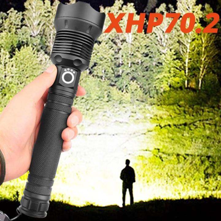 Most Powerful Torchlight XHP70.2 Led Flashlight Usb Zoom Torch 18650 Rechargeable Battery Hand ...
