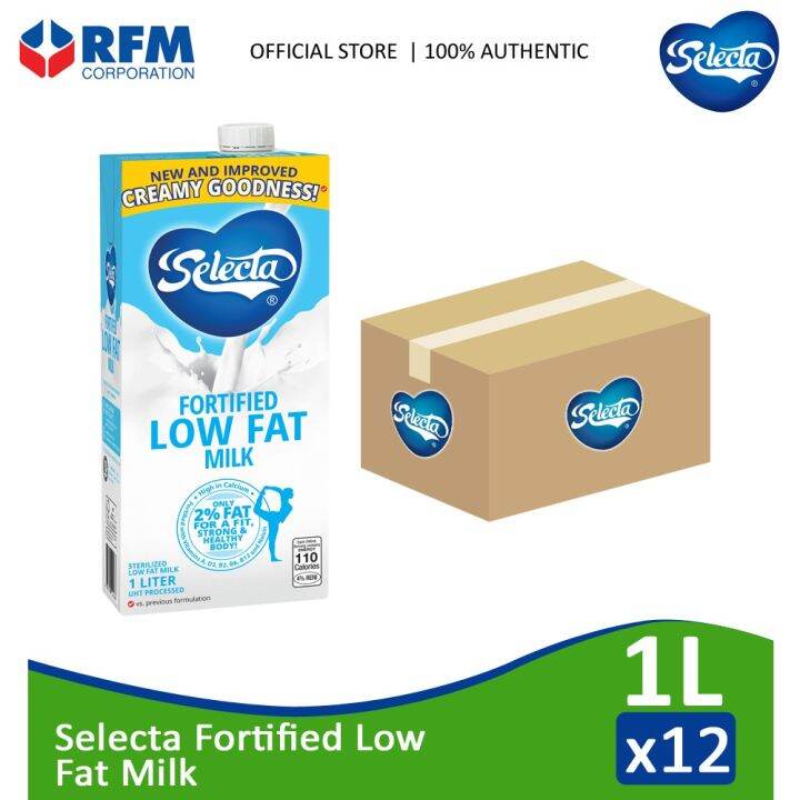 Selecta Fortified Low Fat Milk 1 Liter - Pack of 12 | Lazada PH