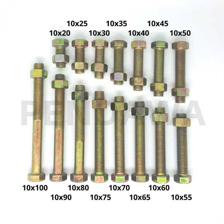 [1PC] Baut Mur Kuning 10 BMK 10 P 1.25 Kunci 14 Merk TMS | Lazada Indonesia