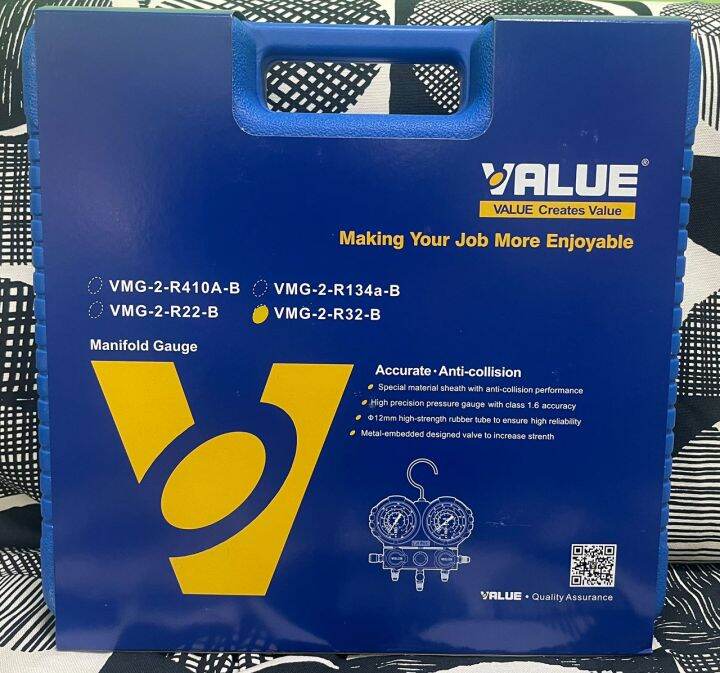 VALUE Manifold Gauge Set VMG-2-R32-B (R32 / R410A / R22 / R134A / R407C ...