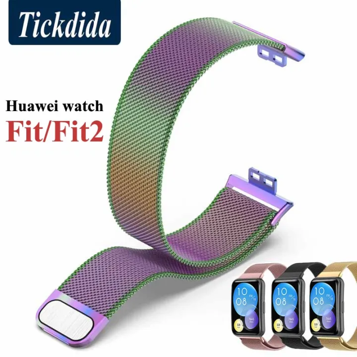 สายนาฬิกาโลหะสำหรับนาฬิกา Huawei Fit 2สายสแตนเลสสร้อยข้อมือคลาสสิก