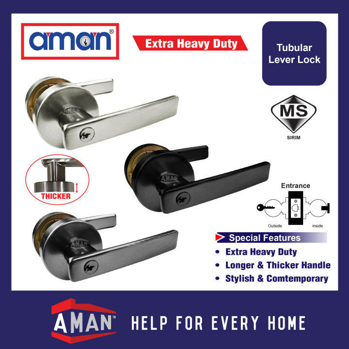 AMAN Extra Heavy Duty Tubular Lever Lock Entrance Level Handle Door ...