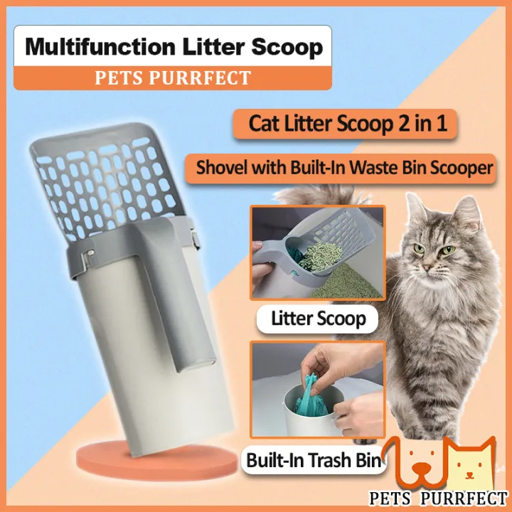 Premium Cat Litter Scoop Upgraded 2 in 1 Shovel with Built-In Waste Bin ...