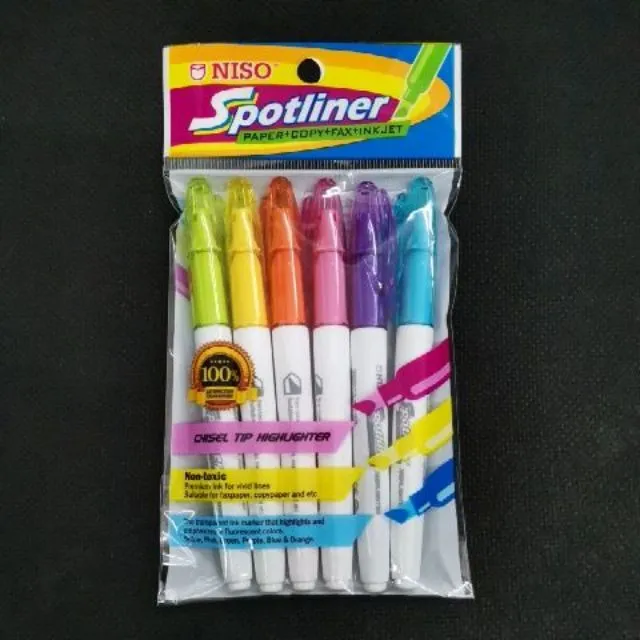 Niso Spotliner Highlighter pen 6pcs | Lazada