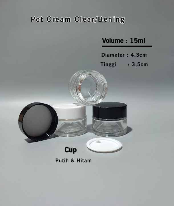 Pot Cream Kaca Clear 15ml Pot Krim Kosong Kaca Bening Kaca Transparan ...