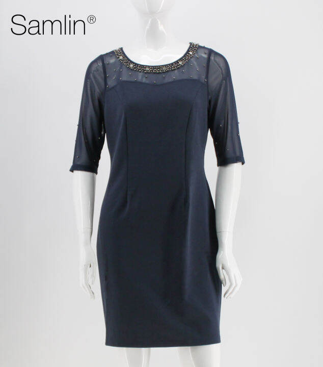 0757 SAMLIN 3/4 SEE THROUGH DRESS | Lazada PH