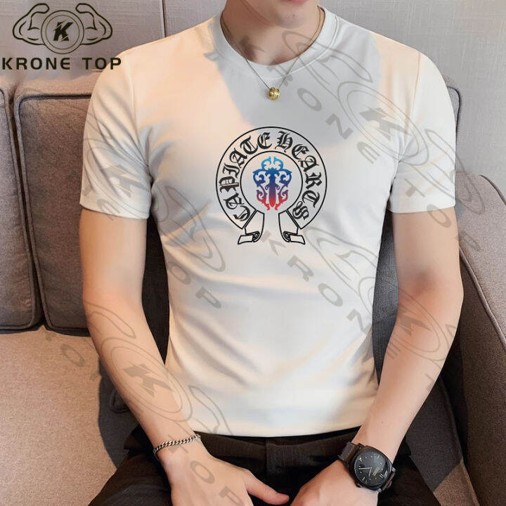 KRONE Europe Station 2023เสื้อยืดผู้ชายปักลายขาวสั้นแขนเสื้อสีดำใหม่ ...