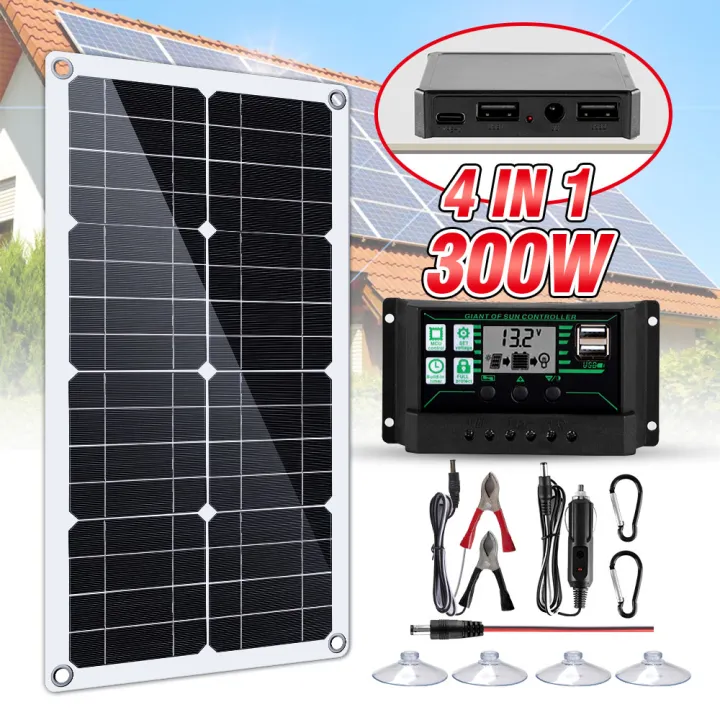ONEVAN 300W Solar Panel Kit DC USB Type-C Battery Charger 60A/100A MPPT ...