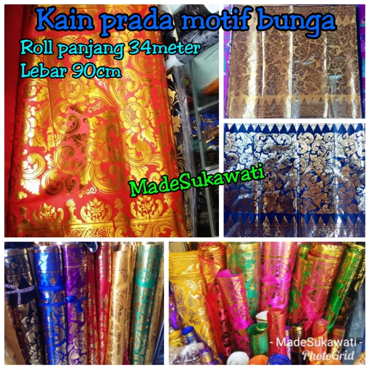 Kain Prada Bali Satin Motif Bunga 1 roll 34 meter | Lazada Indonesia