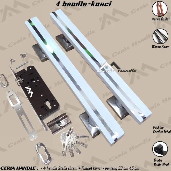 handle pintu dan kunci rumah 1 set - gagang pintu warna putih list ...