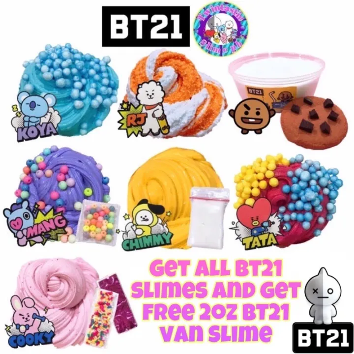 ☛100ml BTS BT21 Slime Koya, RJ, Shooky, Mang, Chimmy, Tata, Cooky ...