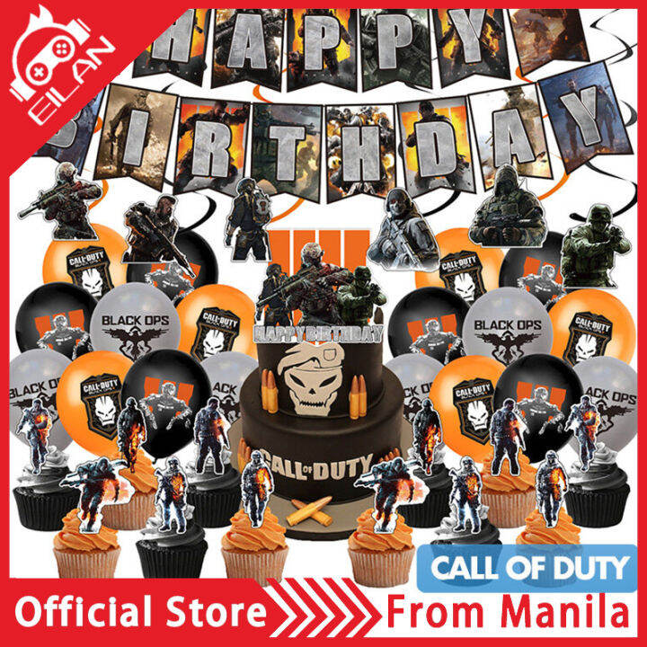 Call of Duty Theme Happy Birthday Party Banner Balloon Spiral Charm ...