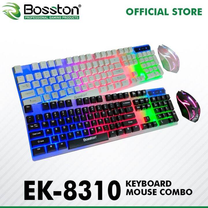 Gerou Bosston EK8310 Keyboard and Mouse Combo 104 Keys With led Lights ...