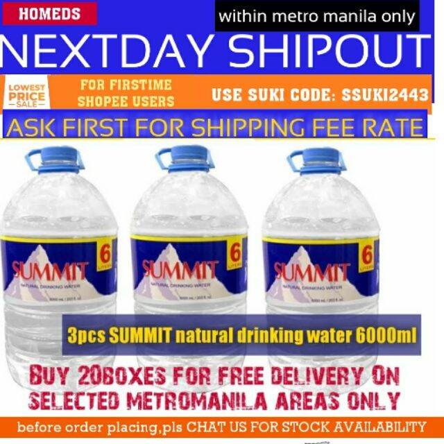 Summit drinking water 6000ml x 3pcs metromanila delivery only | Lazada PH