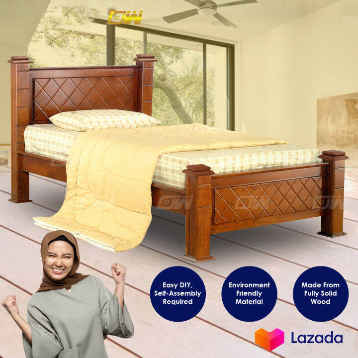 Fully Solid Wood Bed / Wooden Bed Bed / Adult Bedframe / Large Bed ...