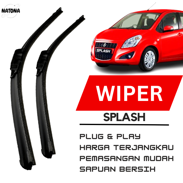 WIPER MOBIL SUZUKI SPLASH WIPER SPLASH DEPAN 1 SET KANAN KIRI FRAMELESS ...