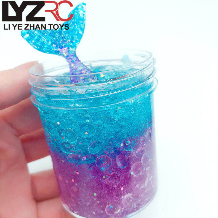 LYZRC Fish Tail Slime Colored Mud Mermaid Crystal Mud Cotton Mud ...