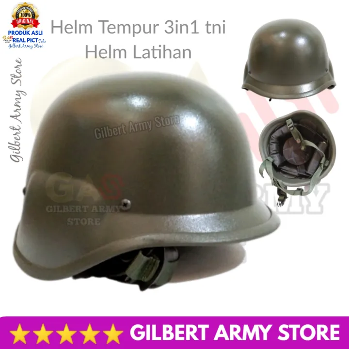 Helm Tni Tempur Militer Latihan model 3in1 hijau Bahan ABS anti pecah ...