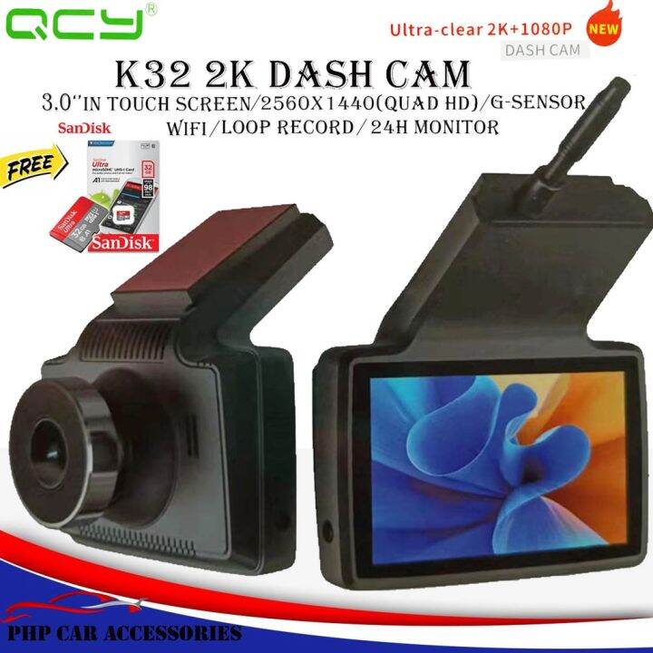 QCY K32 2K+1080P Dash Camera with Wifi / G-sensor and Loop recording ...