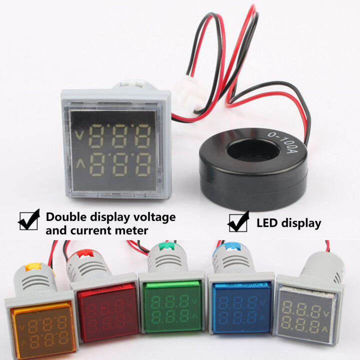 Voltmeter Ammeter Dual Display Panel Digital Compact LED Plastic High ...