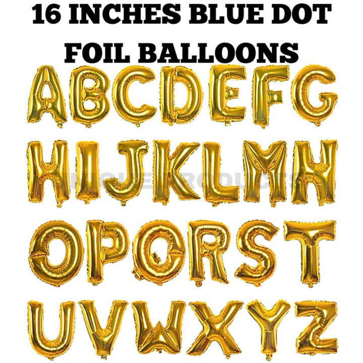 Alphabet Foil Balloon A to Z 16Inches Gold Colors Belon Huruf 16Inch ...