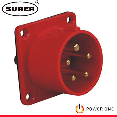 Surer 1968 Industrial Plug, Straight Panel Mount 3P+N+E, 16A 415V, IP44 ...