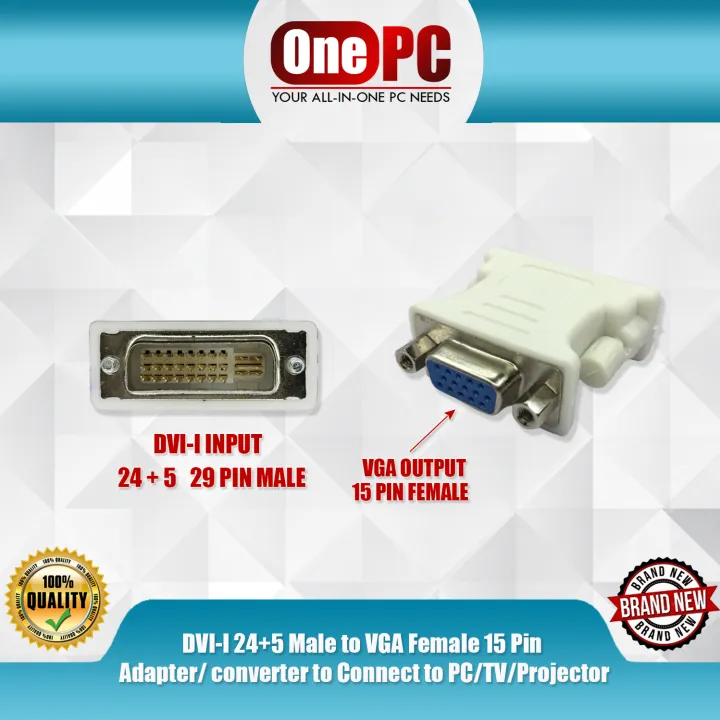 DVI-D 24+5 Male to VGA Female 15 Pin Adapter/ converter to Connect to ...