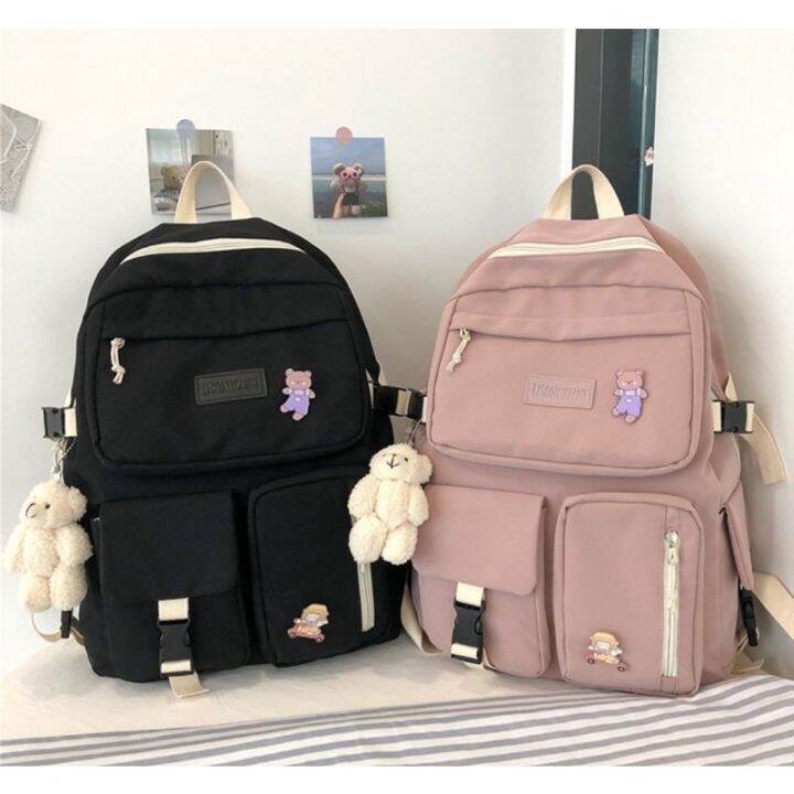 Cute Korean campus student bag backpack with pendant | Lazada PH