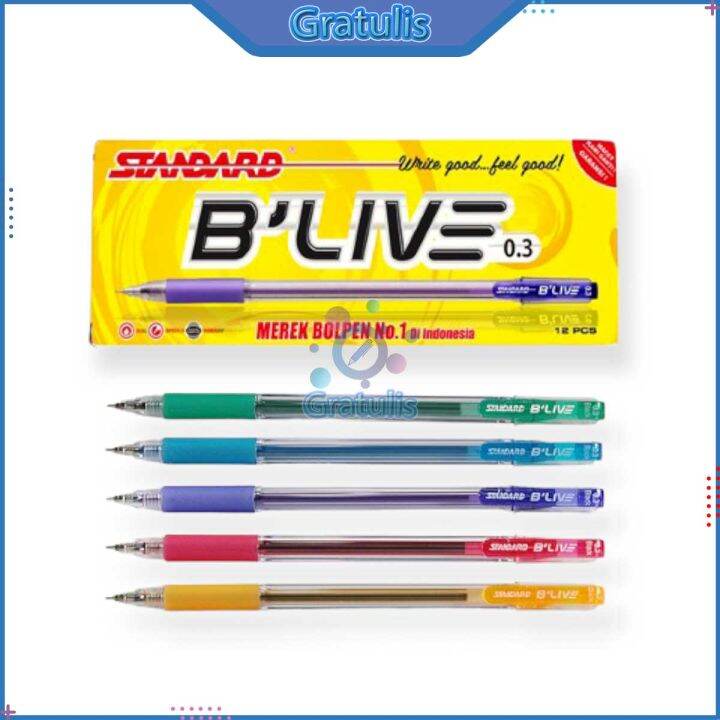 PULPEN B'LIVE STANDARD [12 PCS] / PERLENGKAPAN ALAT TULIS SEKOLAH ...