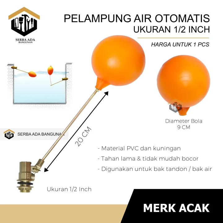 Floating Valve 1/2'' 3/4" / Pelampung Tandon Air- Pelampung Tangki Air ...