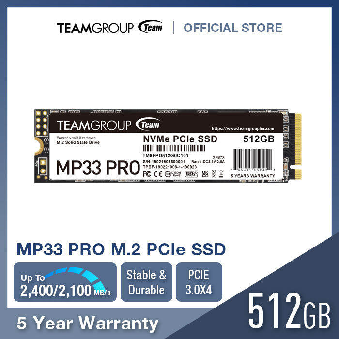 TEAMGROUP MP33 PRO 512GB/1TB/2TB M.2 NVMe PCIe Internal SSD Solid State Drive | Lazada PH
