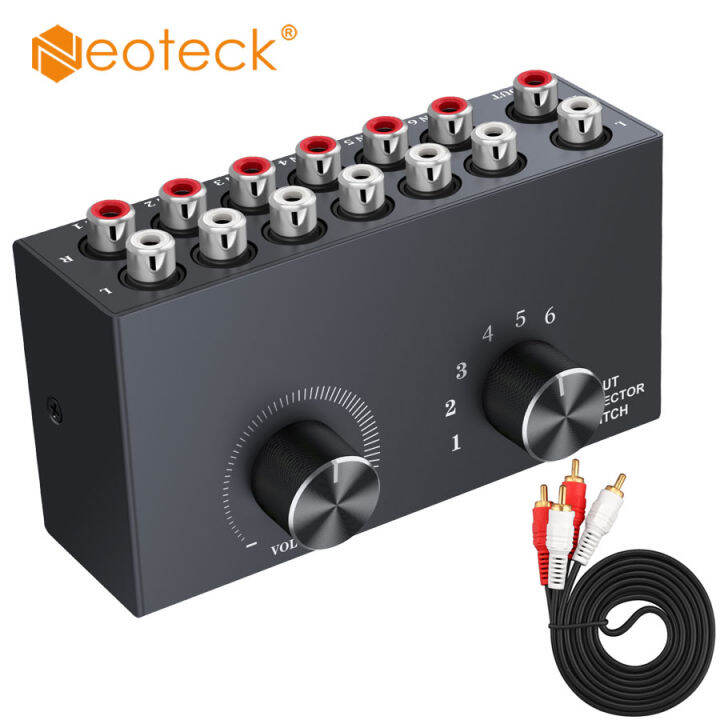 Neoteck Mini 6(1)-in-1(6)-Out 3.5mm Stereo/RCA Audio Switch Bi ...