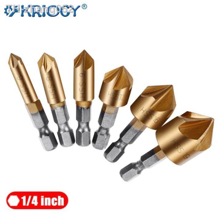 6pcs Countersink Drill Bit Set 1/4 39; 39; Hex Shank HSS 5 Flute ...