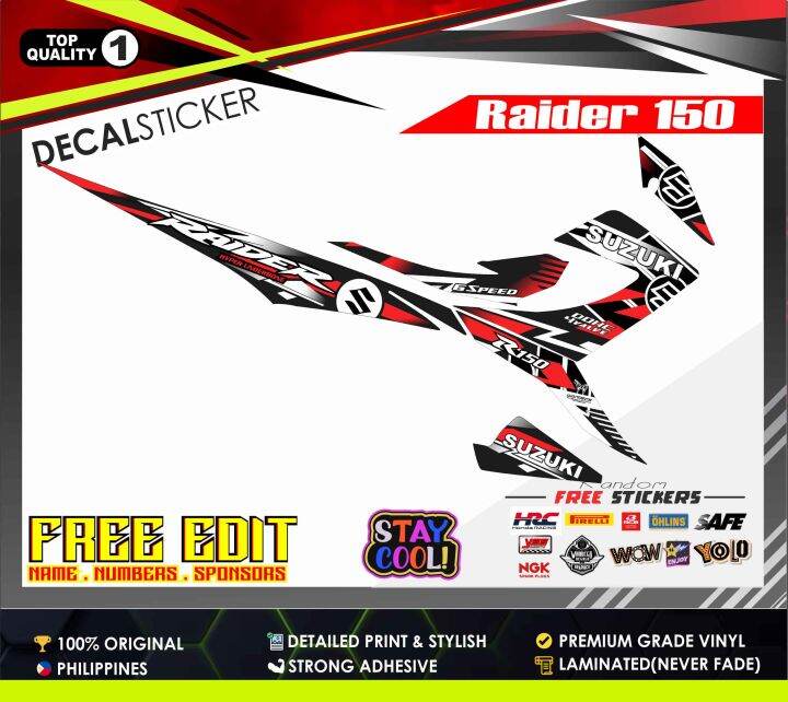 Suzuki Raider 150 Decals: High Quality Waterproof Shaded Design ...