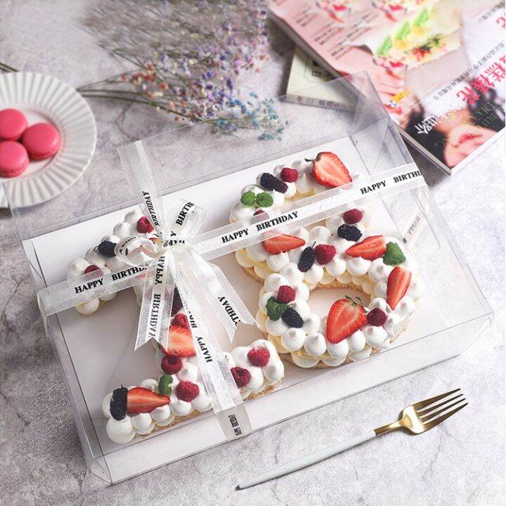 RECTANGLE Transparent Acetate Number Digit Letter Cake Box Cake Board ...