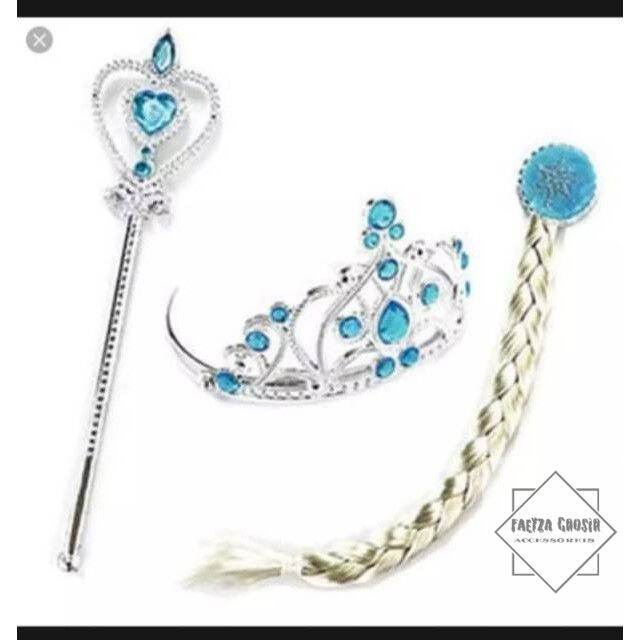 Aksesoris Frozen Elsa Anna (bando mahkota +rambut+tongkat) | Lazada ...