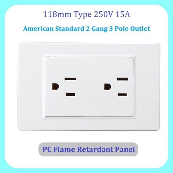 【LSG】Type 118mm 2 gang wall socket outlet double 3 Pole American ...
