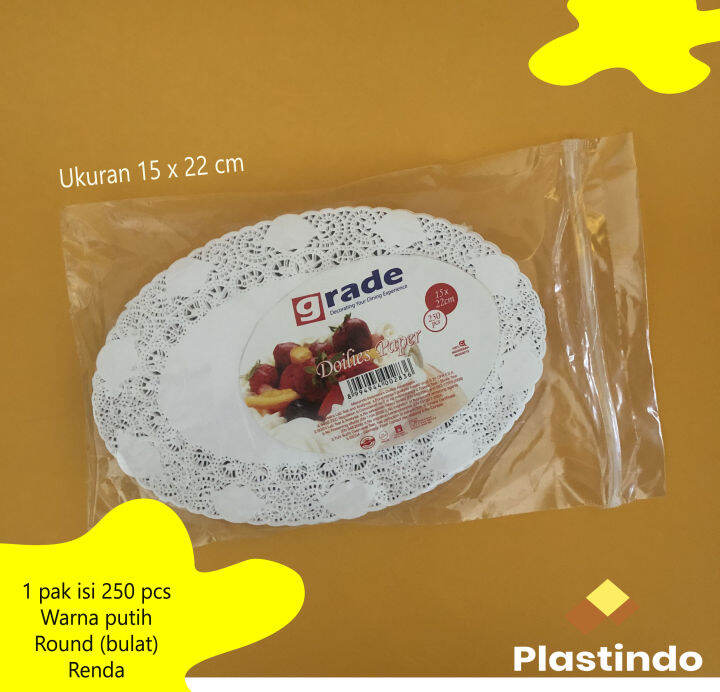Kertas Alas Renda Kue Doilies Paper Grade Oval 15 x 22 cm Warna Putih ...