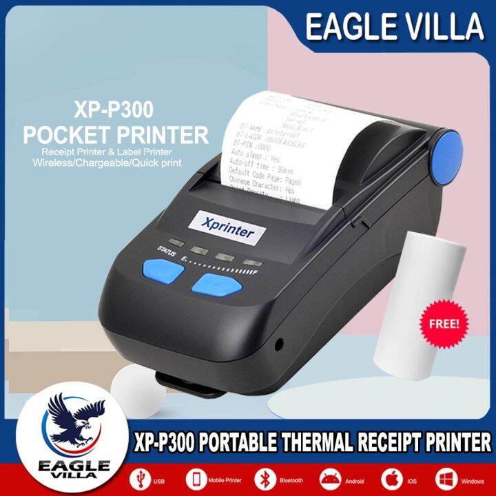 EAGLE VILLA Xprinter XP-P300 Mobile Reciept Printer Thermal Printer (Bluetooth +USB) | Lazada PH