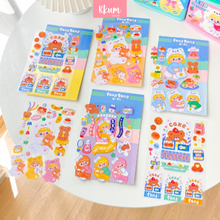 Stiker lucu kartun/stiker DIY/Stiker hiasan beruang/Stiker tumbler ...