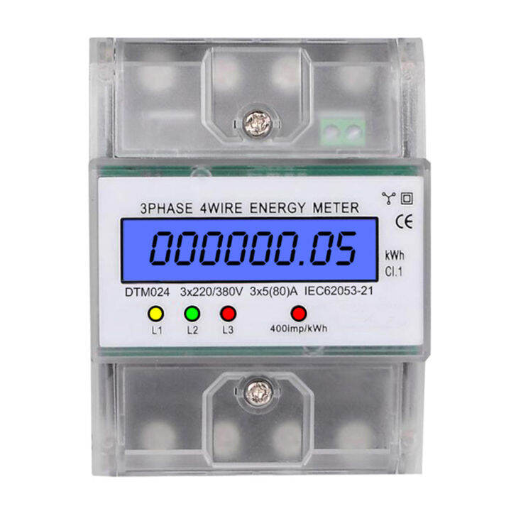 3 Phase 4 Wire Energy Meter 220/380V 5-80A Energy Consumption kWh Meter ...