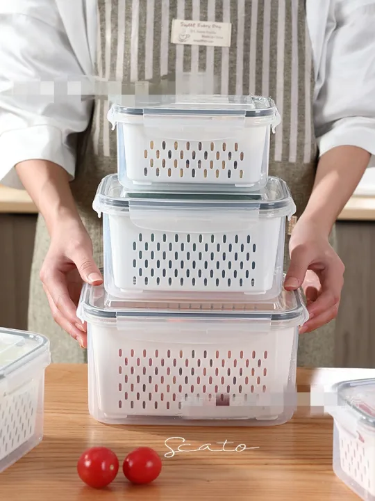 DOUBLE WAY Kitchen 3 Piece Set Stackable Refrigerator Organizer ...