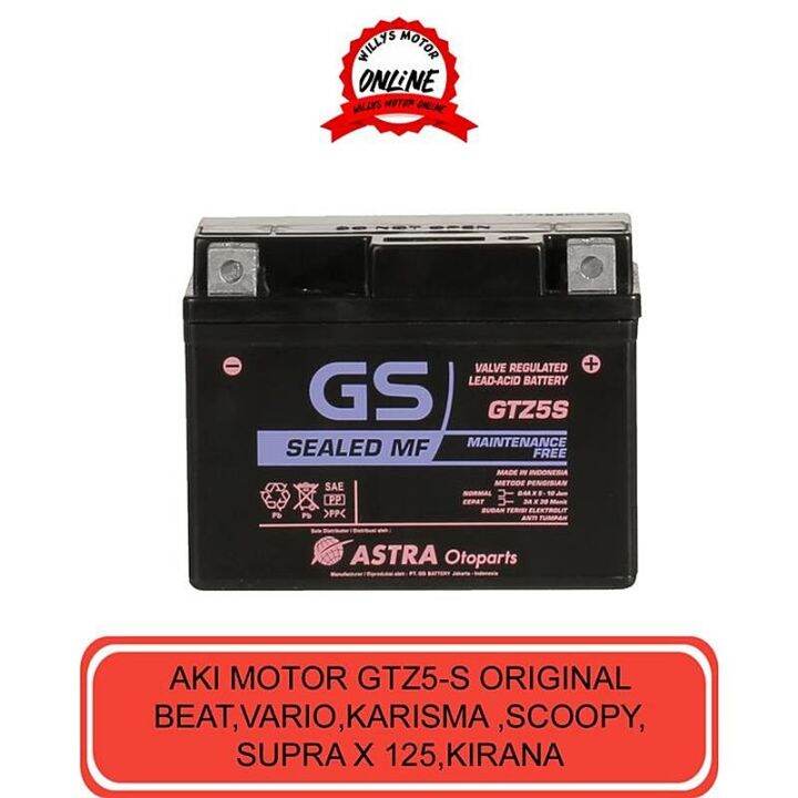 Aki Motor honda beat vario supra 125 GTZ5S GS Original / accu kering Sparepart murah | Lazada ...