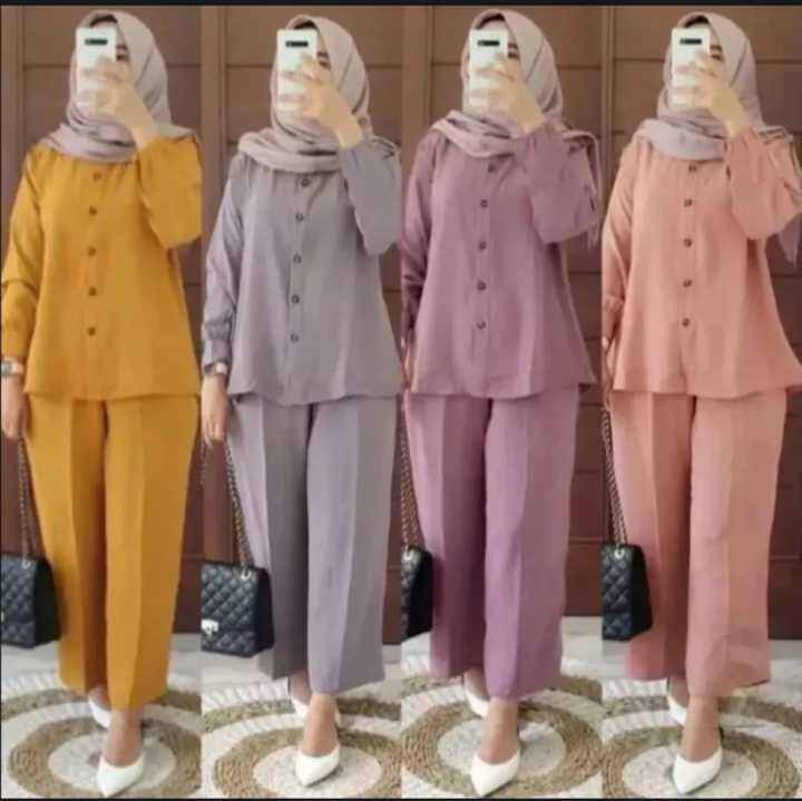 SETELAN ANDIN POLOS KANCING DEPAN SOSY COLLECTION // SETELAN DEWASA ...