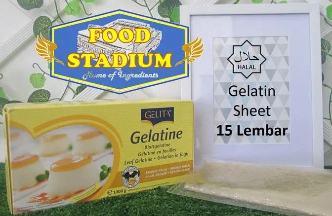TERLARIS Gelatin Sheet HALAL by Gelita, 50 gr / 15 lembar /BAHAN KUE ...