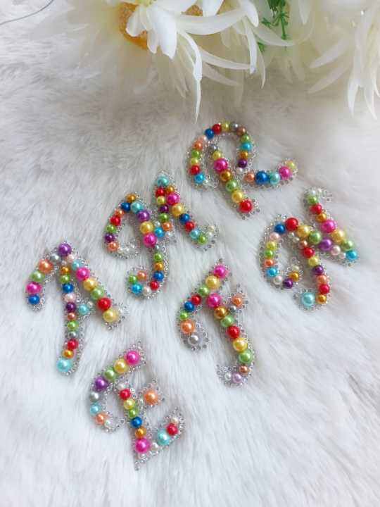 BROSS HURUF RAINBOW MUTIARA / BROSS HURUF INISIAL PREMIUM PELANGI ...