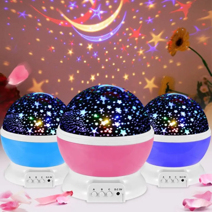 LED Rotating Projector Starry Sky Night Lamp Romantic Projection Light ...