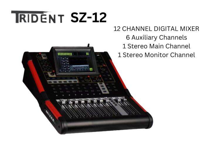 Trident 12 Channel Digital Mixer Dual effects 6 AUX 7" touch screen ...